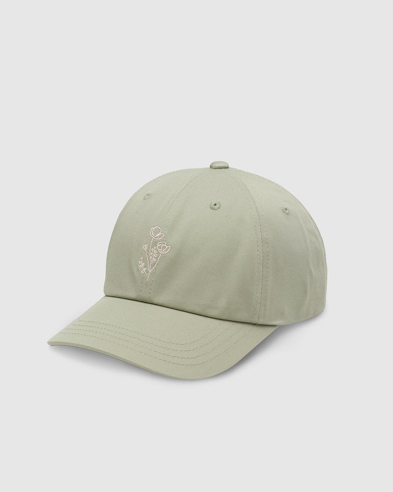 Ungendered Flower Embroidery Peak Hat | Organic Cotton